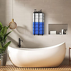 NOSTHEART Wall Towel Rack for Rolled Towels, Upgraded 3 Bar Towel Racks for Bathroom Wall Mounted, Bathroom Towel Storage, Stainless Steel Bath Towel Holder, Washcloths Bathroom Organization (Black)