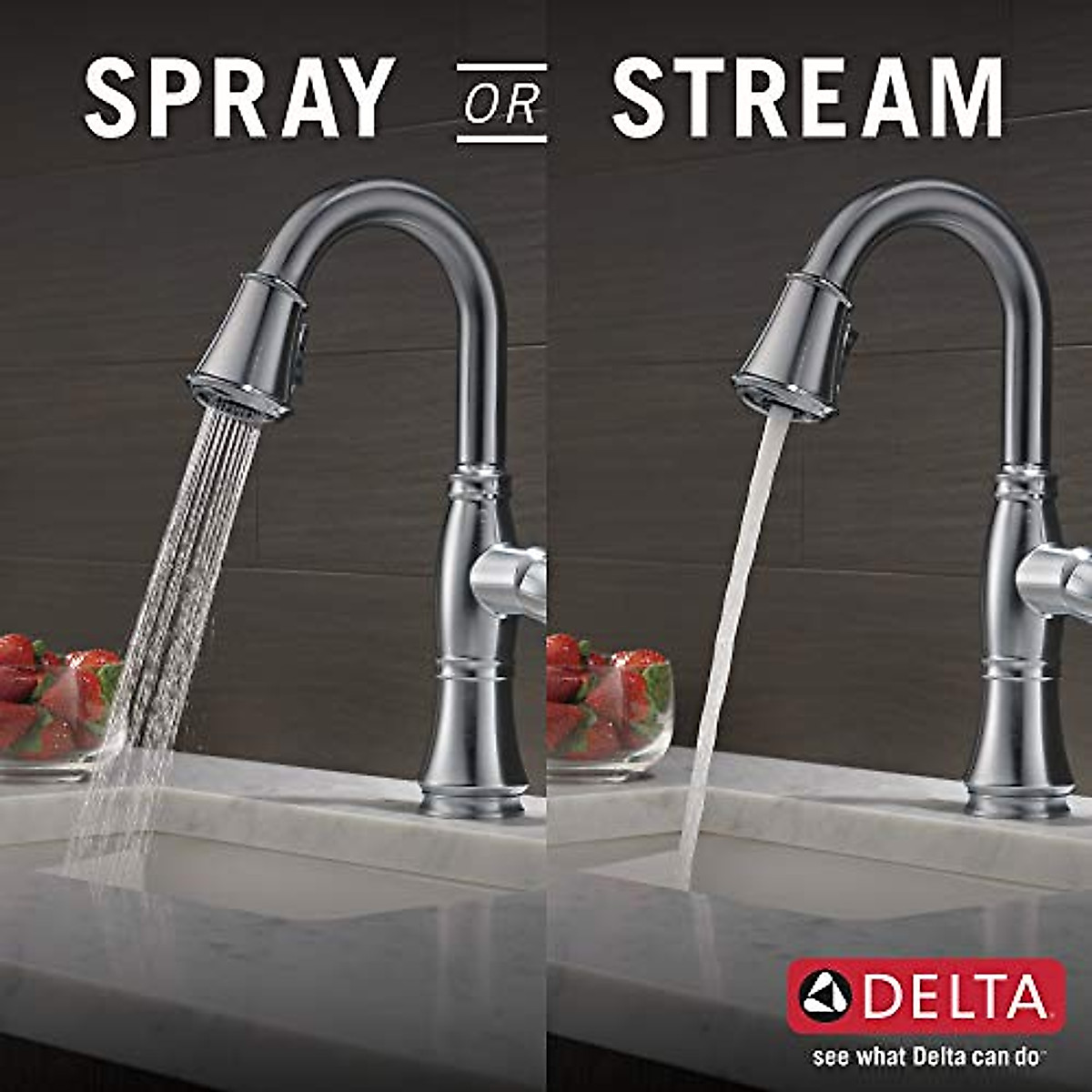 DELTA FAUCET 9997-AR-PR-DST Single Handle Pulldown Bar Faucet Pull-Down Prep, Lumicoat Arctic Stainless