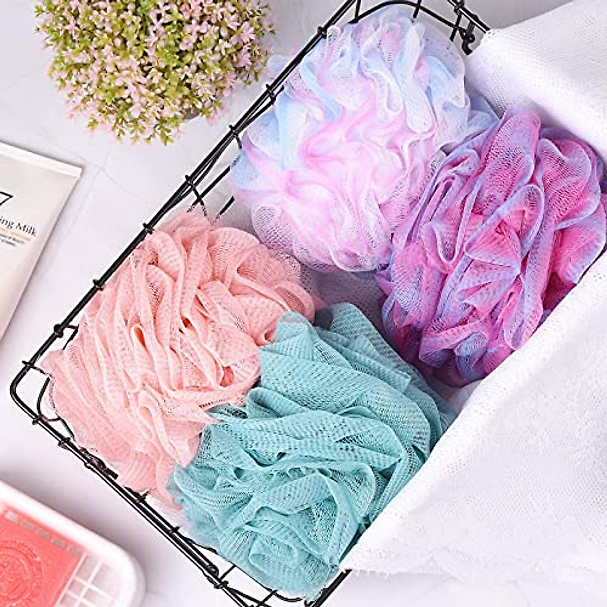 75g/pcs Bath Puffs, Large Body Exfoliating Loofah Shower Sponges for Men and Women Showering - Set of 4