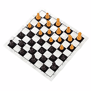 International Plastic Chess Set,Chess Set with 25CM Plastic Film Chessboard and Storage Bag PS International Chess for Adults Kids (Brown)