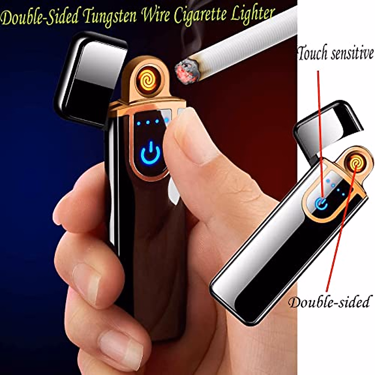 Electric Lighter, Smart Electronic Lighter, USB Rechargeable Lighter Windproof Flameless Lighter Plasma Lighter for Fire,BBQs,Fireworks,Candle,Camping - Outdoors Indoors (Dragon Pattern)