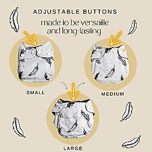 Elle Belle Baby 3 Stain Resistant - Charcoal Bamboo Lined All in one Diapers & 6 Charcoal Bamboo Inserts (Black & White)