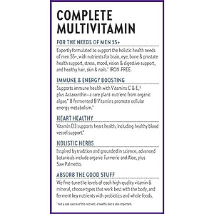 New Chapter Men's Multivitamin 50 plus for Brain, Heart, Digestive, Prostate & Immune Support with 20+ Nutrients + Astaxanthin - Every Man's One Daily 55+, Gentle on The Stomach - 72 ct