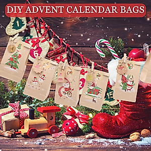 LUOZZY Bags Kraft Paper Xmas Cookies Bags Christmas Countdown Paper Bags Party Accessories
