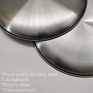 NEWEE Stainless Steel Dinner Plates, Stainless Steel Plates, 10 inch, Metal Round Dinner Plate for Adults, Eating, Camping, Picnic,Outdoor, Unbreakable Dishwasher Safe(Pack of 4) Silver 10.24 inch