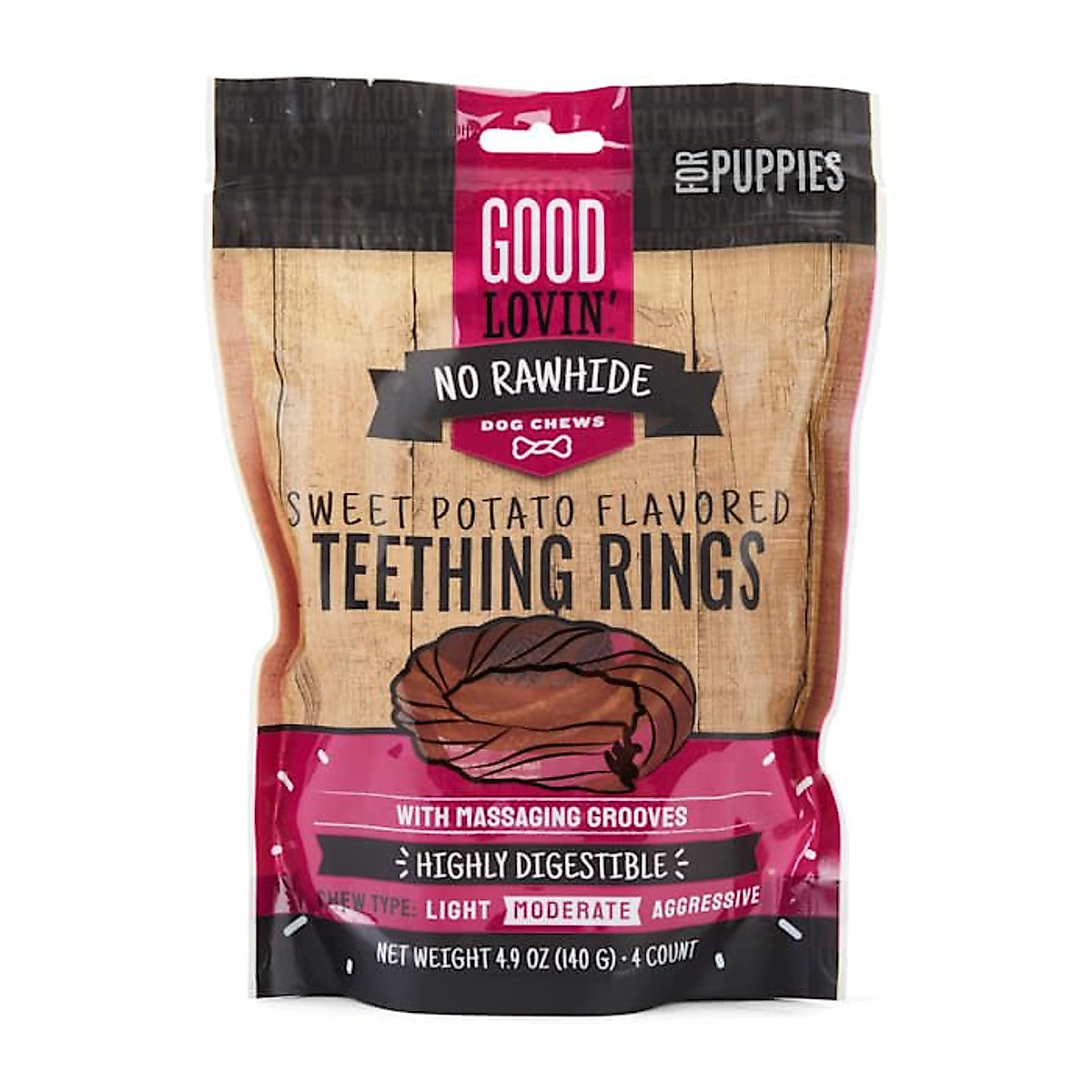 Good Lovin' Sweet Potato Flavor Pup Ring Dog Chew, 4.9 oz., Count of 4