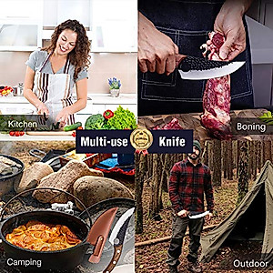 Golden Bird Viking Knife Meat Cleaver Knife Hand Forged Boning Knife with Sheath Butcher Knives High Carbon Steel Fillet Knife Chef Knives for Kitchen, Camping, BBQ