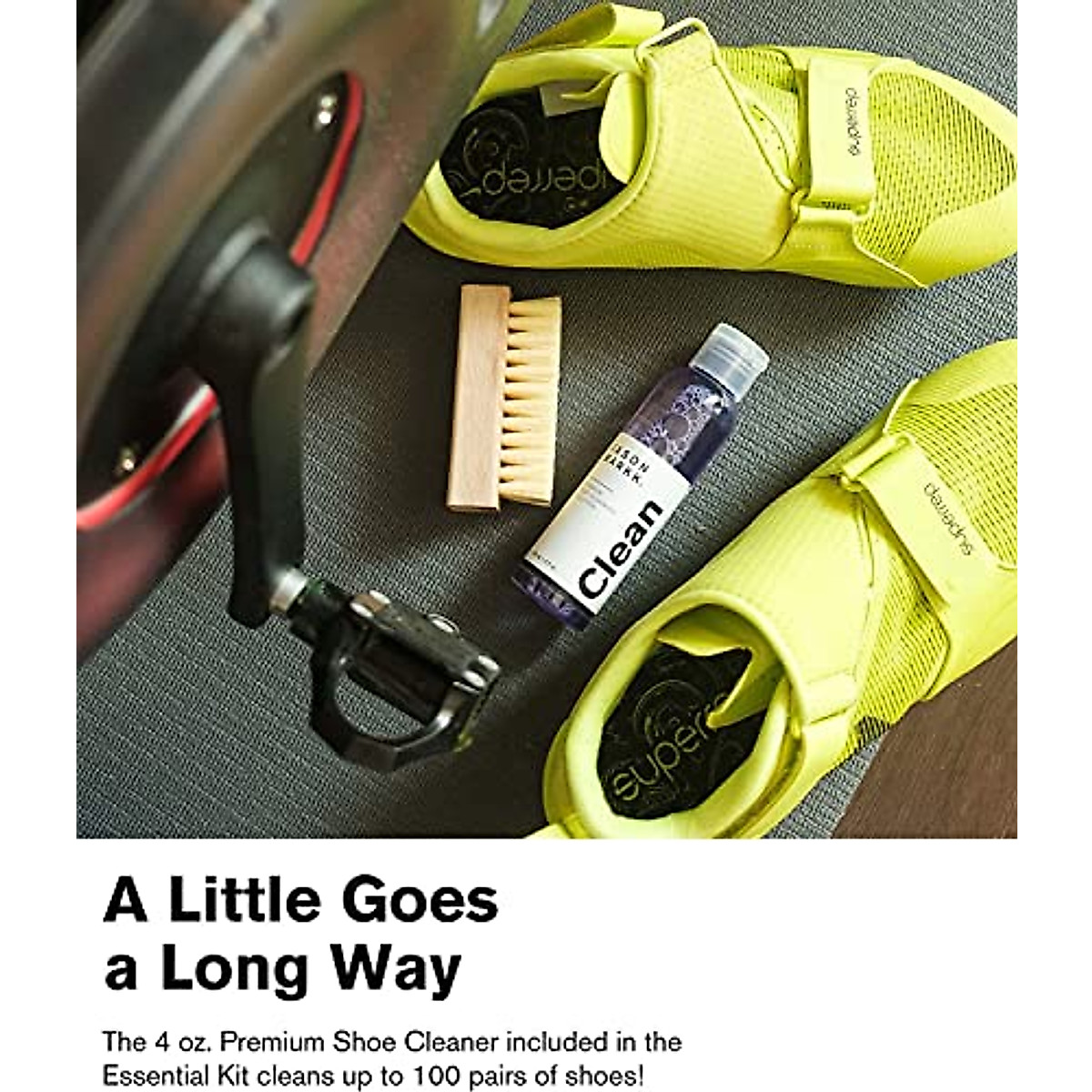 Jason Markk Essential Kit - 4 oz. Premium Shoe Cleaner & Standard Brush - Biodegradable and Free from Harsh Chemicals - Cleans and Conditions up to 100 pairs of Sneakers - Removes Dirt and Stains