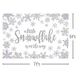MEHOFOND Winter Snowflake Kids Baby Shower Backdrop Purple and Silver Photography Background Party Decorations Winter Wonderland Photo Studio Banner for Cake Table Supplies 7x5ft
