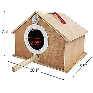 kathson Parakeet Nest Box Bird Nesting House Parrot Breeding Mating Box for Lovebirds Cockatiel Budgie Finch (10.1''x8.5''x7.3'')