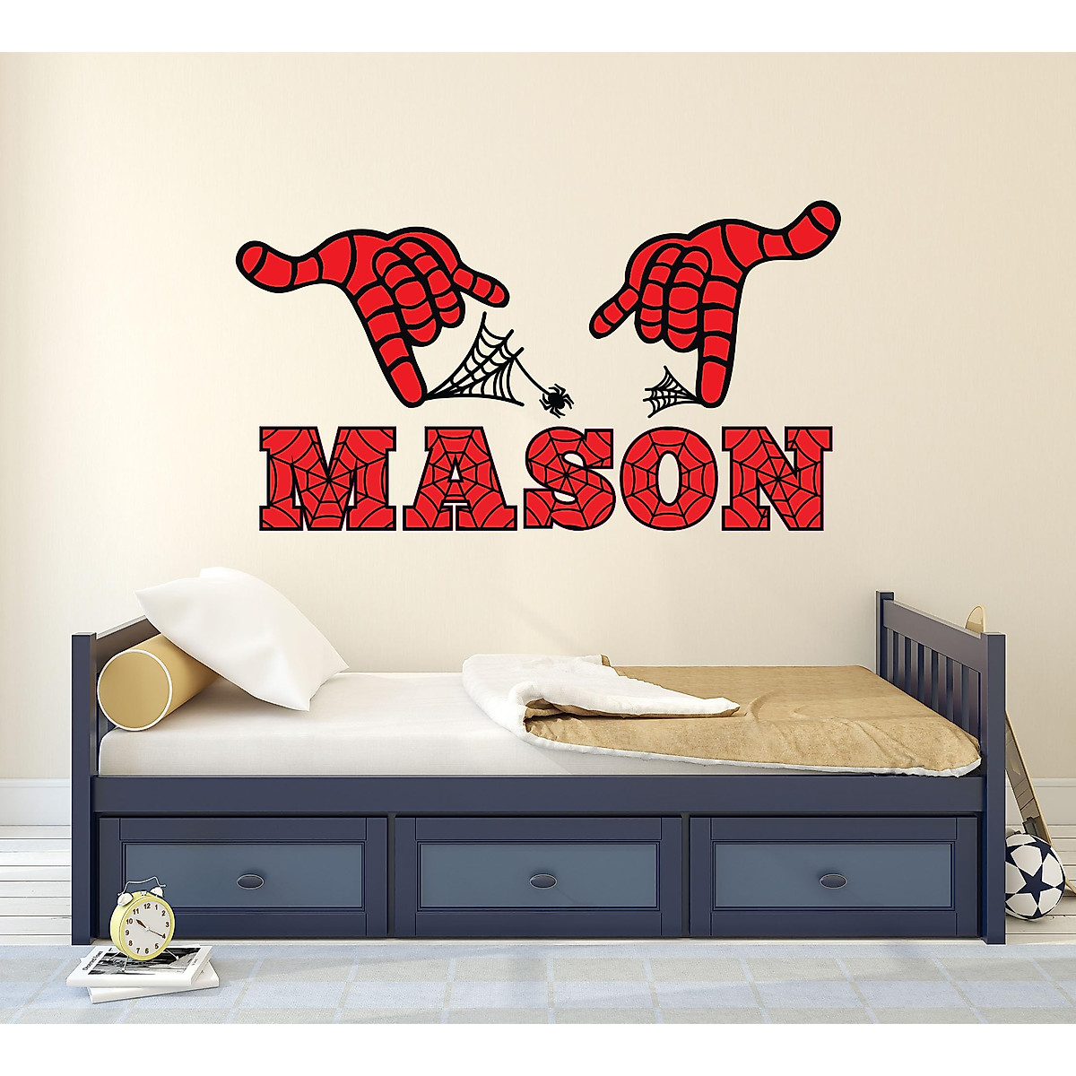 Custom Name Wall Decal - Kids Name Wall Decor - Sipider Theme Name Wall Sticker - Wall Decal for Boys Bedroom Room