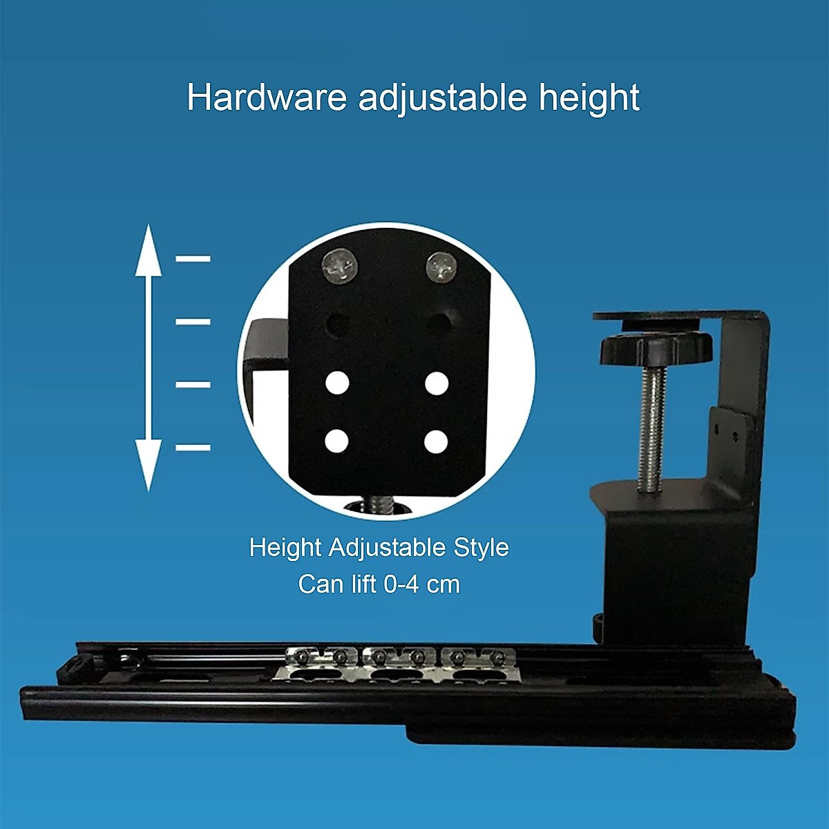 Under Desk Keyboard Tray, Large Height Adjustable Under Desk Keyboard Tray, C-clamp Mount System, Slide-Out Platform Computer Drawer for Typing