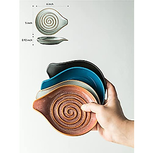 Ceramic Spoon Rest for Stove Top, Large Spoon Holder for Kitchen Counter Decor, 5" Cooking Spoon Rest Heat-Resistant, Gray