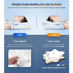 Ultra Pain Relief Cooling Pillow for Neck Support, Adjustable Cervical Pillow Cozy Sleeping, Odorless Ergonomic Contour Memory Foam Pillows, Orthopedic Bed Pillow for Side Back Stomach Sleeper