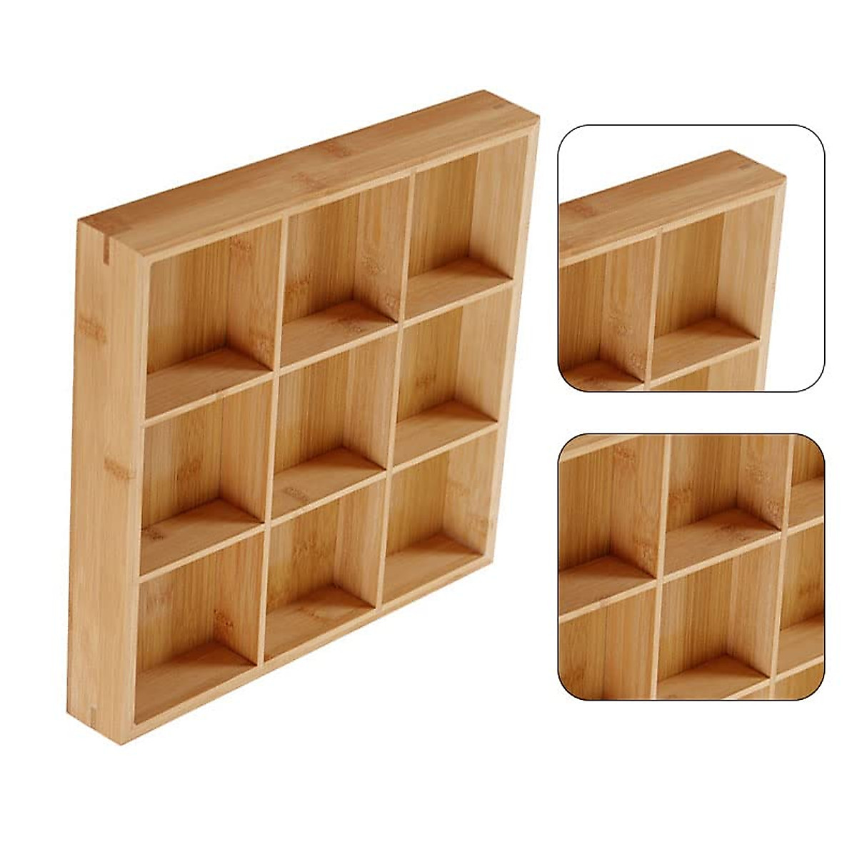 Wooden Tray Divided Tray for Serving Food Tea Tray Food Tray Multi Compartments Serving Tray for Hot Pot, Fast Food, Breakfast, Tea Coffee Table Christmas(9 Compartments)