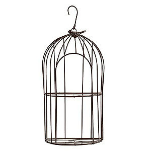 TJ Global 2-Plant Iron Birdcage Hanging Planter, Metal Wire Flower Pot Basket Wrought Iron Plant Stands for Plants, Flowers, Garden, Patio, Balcony Outdoor and Indoor Décor