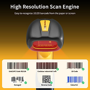 NetumScan Industrial Bluetooth QR Barcode Scanner, IP67 Waterproof & 7M Drop Proof, 2600mAh Wireless 1D 2D Bar Code Scanner with Charging Stand for Store, POS, Computer, iPhone, Android NS-1200