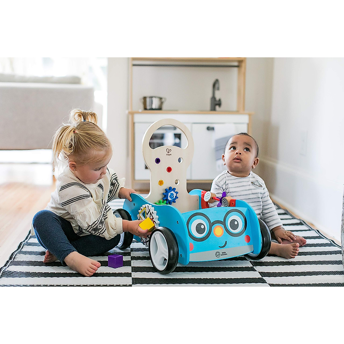 Baby Einstein Discovery Buggy Wooden Activity Walker & Wagon, Ages 12 Months +