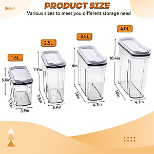 FreshKeeper Cereal Containers Storage Set, Airtight Food Storage Container with Lid 4L/135.2oz, 2PCS BPA-FREE Plastic Pantry Organization Canisters for Rice Cereal Flour Sugar Dry Food in Kitchen