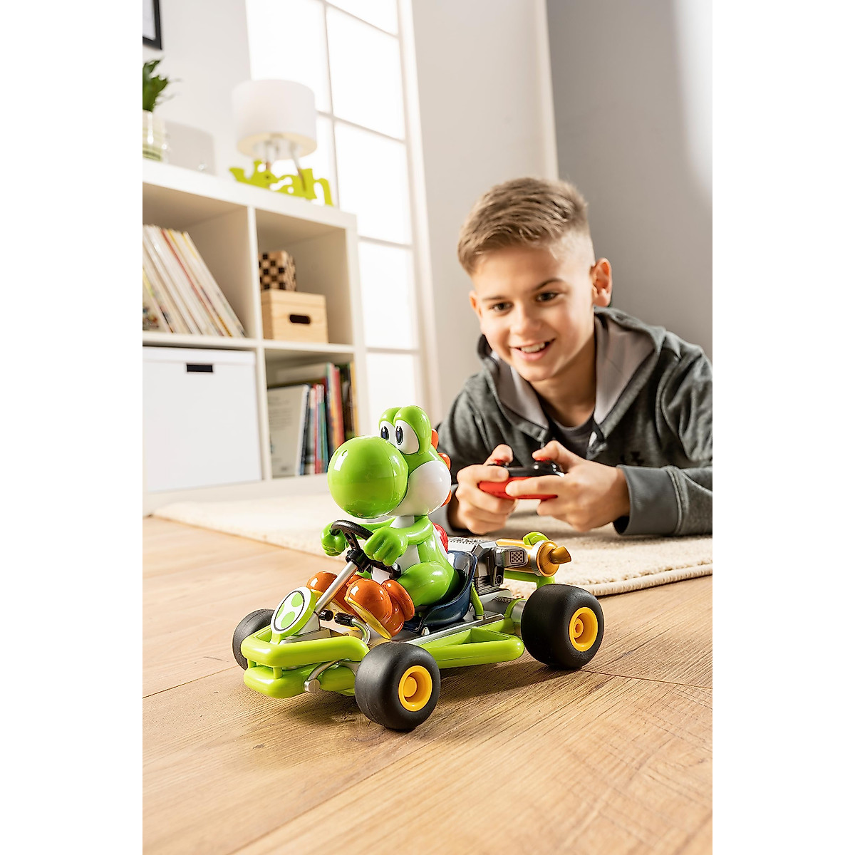 Carrera 200988 RC Official Licensed Mario Kart Pipe Kart Yoshi 1:18 Scale 2.4 GHz Remote Radio Control Car with Rechargeable LiFePO4 Battery - Kids Toys Boys/Girls