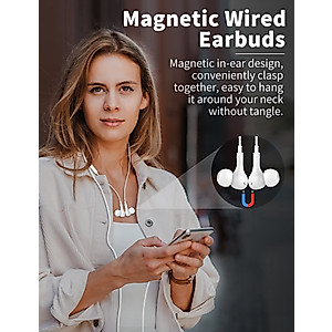 Wired Earbuds with Microphone, TITACUTE 3.5mm Wired Earphone Magnetic in-Ear Headphone Jack Stereo Audio for iPhone 6 iPad Samsung A14 A13 A03s S10e S10 Motorola One 5G Ace Moto G Stylus Power Android