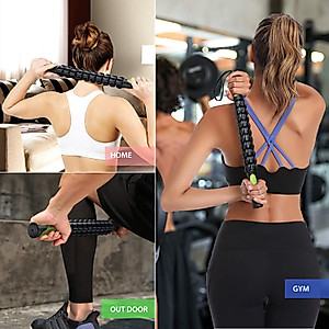 Muscle Roller Stick, Sportneer Body Massage Stick Tools,Calf Roller, Back Leg Massager for Athletes Relief Muscle Soreness, Cramping and Tightness,Soothing Cramps (Black-Upgraded Version)