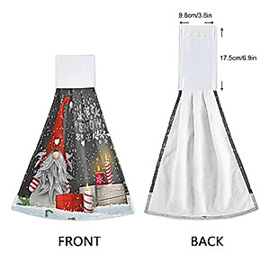 Exnundod Winter Gnome Kitchen Towels Set of 2 Let It Snow Hand Towel with Hanging Loop Soft Absorbent Fingertip Tie Towel Dishcloth for Bathroom Washroom