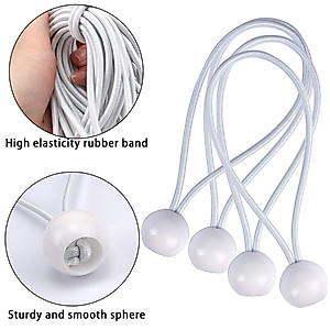 AOPRIE 30 Pcs Bungee Cords with Balls 4 inch White Ball Bungees Heavy Duty Tarp Bungee Cords Trap Weather Resistant Tie Down Strap for Camping, Tents, Cargo, Holding Wire and Hoses
