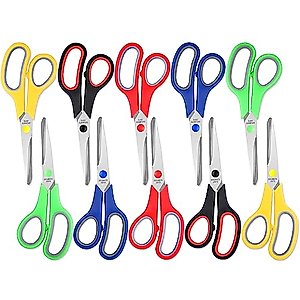 Scissors, BURVAGY 8" Scissors,Ultra Sharp Multipurpose Blade Shears,Comfort-Grip Handles, Sturdy Sharp Scissors for Office Home School Sewing Fabric DIY Craft Supplies,10-Pack