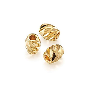 Craftdady 20pcs 18K Gold Fancy Cut Barrel Spacer Beads 4x3mm Metal Tiny Drum Loose Beads for Jewelry Making Hole: 1mm