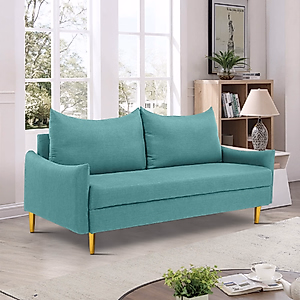 Hdxdkog Loveseat Sofa, 67'' Mid Century Modern Small Love Seat for Small Space, Upholstered 2 Seater Sofa Comfy Couch Furniture for Living Room, Bedroom Apartment (Green)