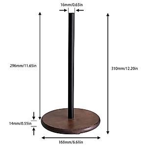 Rustic Paper Towel Holder with Natural Wooden Base, Farmhouse Paper Towel Holder, Free-Standing Paper Towel Roll Dispenser for Kitchen & Dining Table Countertop, Fits Standard and Jumbo Size Rolls