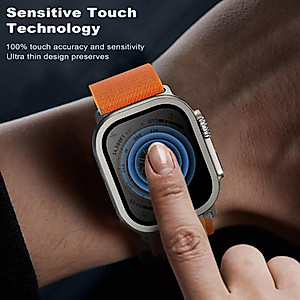 WSKEN for Apple Watch Ultra 2/Ultra Screen Protector 49mm, [26 Degree Privacy] Titanium Alloy Frame + 9H Tempered Glass, [Touch Sensitive] Lightweight Protective Glass Film for iwatch Ultra 2 Pack