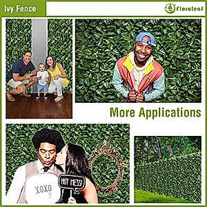 FLORALEAF Artificial Faux Ivy Privacy Fence Screen Hedges Trellis Leaves Panels with Mesh Backing Vine Decoration Natural Looking for Outdoor Decor, Garden, Yard, 39"x117", 4 Packs