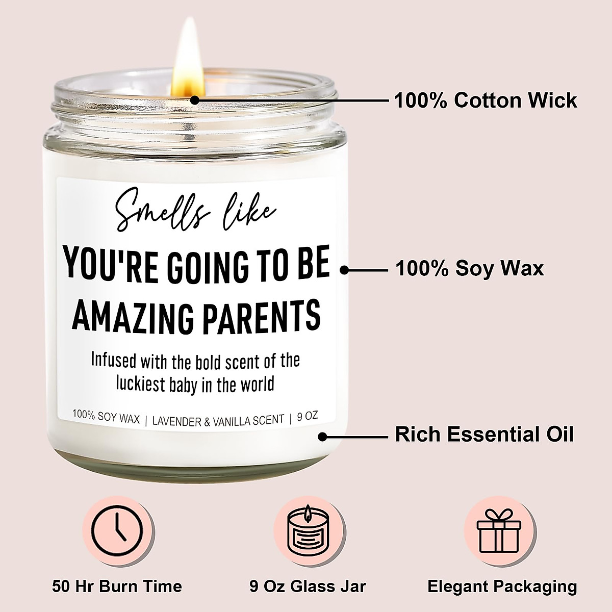 Younift Cute Candle, New Parents Gifts for Couples, Christmas Gifts for New Parents, Mom & Dad Gifts for New Parents, New Dad Gifts, New Mom, Gender Reveal Gifts, Pregnancy Gifts for Expecting Mom