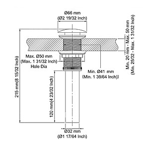 Bathroom Sink Drain Without Overflow with Strainer Basket Detachable Vessel Sink Lavatory Vanity Pop Up Drain Stopper Polished Chrome