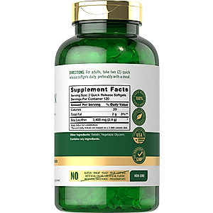 Carlyle Lecithin 2400mg | 240 Softgel Capsules | Phospholipid Supplement | Non-GMO, Gluten Free