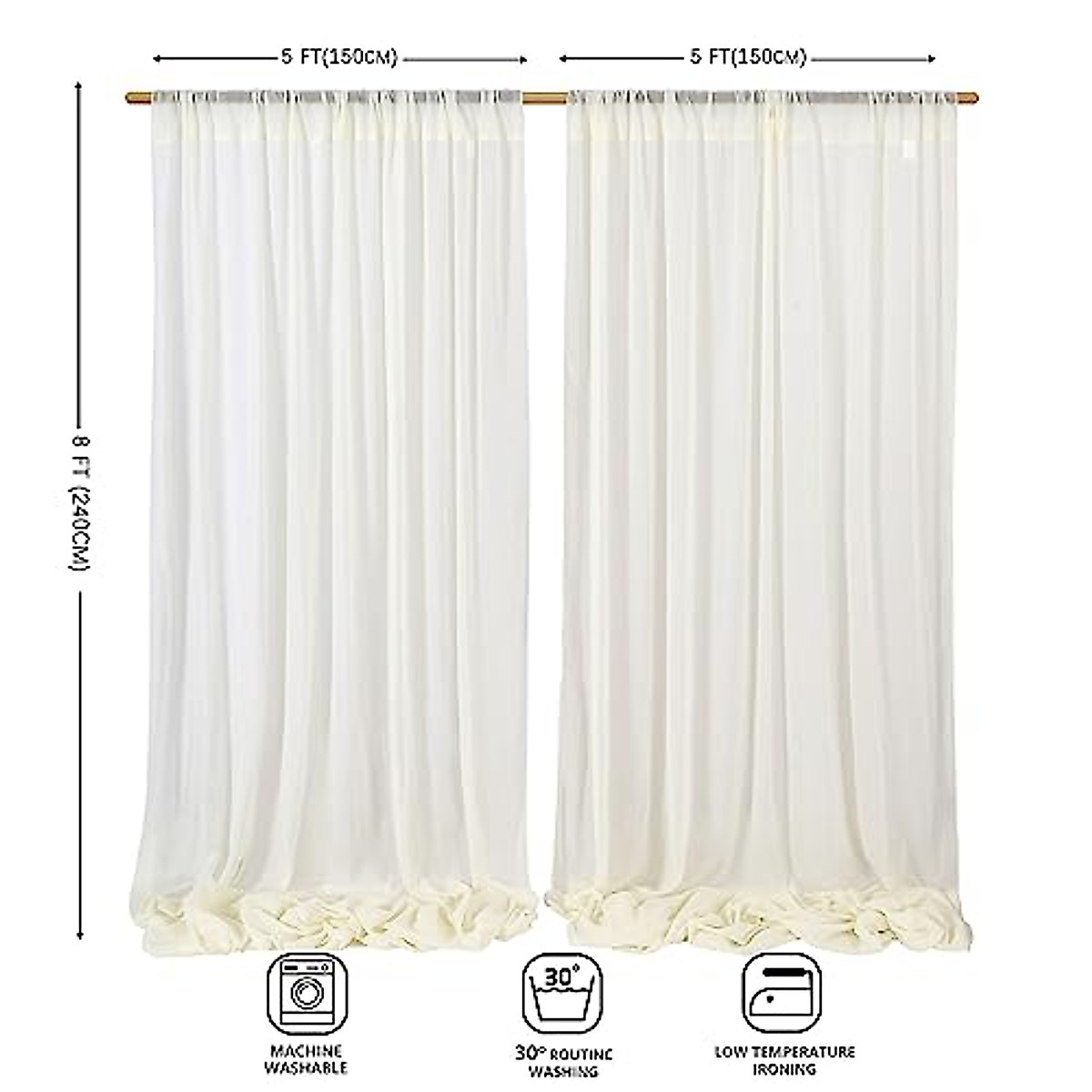 Elegant Ivory Chiffon Backdrop Curtains for Weddings & Events