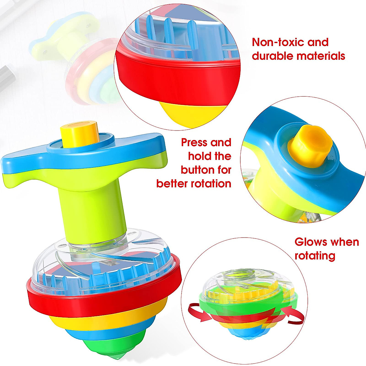 16 Pieces Light up Spinning Tops for Kids, LED Light up Flashing UFO Spinning Tops Gyroscope Novelty Bulk Stocking Stuffers for Birthday Party Favors Games Presents