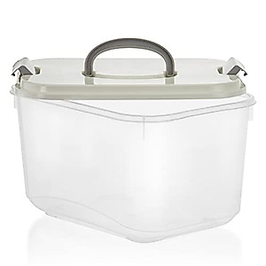 EZOWare 13 Quart Plastic Storage Box Tote Bins with Top Handle, Set of 6 Stackable Latch Storage Container Tote Boxes with Latching Lids - 11.4 x 8.3 x 7 inches, Clear/White