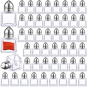 50 Set Mini Salt and Pepper Shakers Small Salt and Pepper Shakers Bulk Clear Glass Individual Tiny Spice Shaker Transparent Seasoning Holders for Home Restaurant Kitchen Table Wedding Party Supplies
