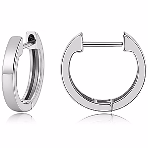 Gacimy Silver Huggie Earrings for Women 14K White Gold Plated, Small Silver Hoop Earrings Cartilage Ear Cuff for Women, White Gold 15MM