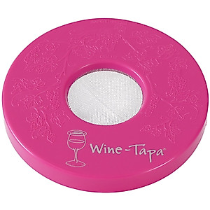 Wine Tapa Wine Glass Cover: Keep Bugs Out, Washable, Plastic, Outdoor, Drink Lid Marker for Glasses, Cans, Cups, Stemless Drinkware (Hot Pink)