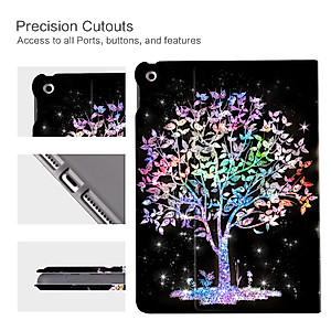 Vimorco Shell Case for ipad 9th Generation 2021/ ipad 8th Generation 2020/ ipad 7th Gen, ipad 10.2 inch Case, Soft Rubber Back Cover, Multiple Stand Auto Wake/Sleep, Glowing Tree