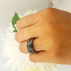 Dazzlingrock Collection 2.35 Carat (ctw) Black Rhodium Plated Sterling Silver Black Diamond Engagement Ring Set, Size 7