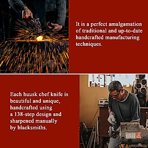 Huusk Japan Knives, Viking Knife with Sheath Meat Cleaver Knife for Meat Cutting Hand Forged Chef Butcher Knives Full Tang Boning Knife Outdoor Cooking Knife for Kitchen Deboning or Camping BBQ