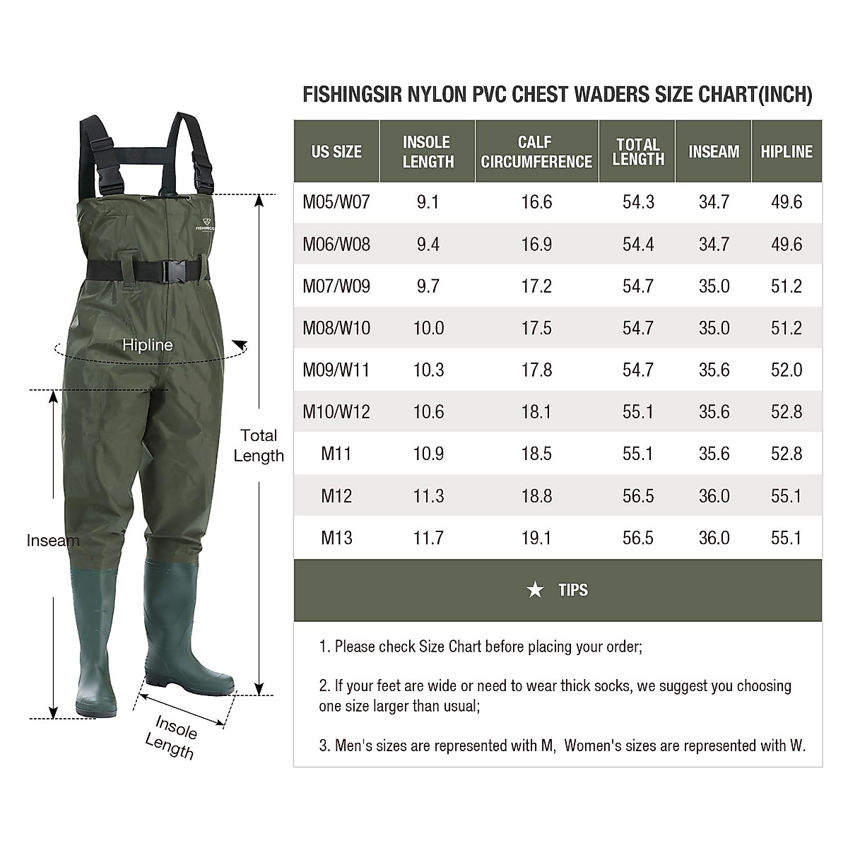 FISHINGSIR Fishing Waders for Men with Boots Womens Chest Waders Waterproof for Hunting with Boot Hanger
