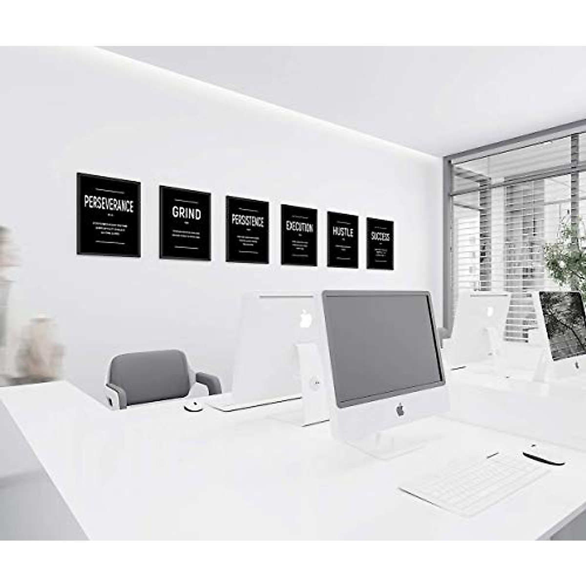 Inspirational Wall Art, Office Wall Decor, Motivational Wall Art, Positive Quotes & Sayings Posters, Wall Art for Living room and Bedroom, Office Decor (Set of 6, 8X10in, Unframed)