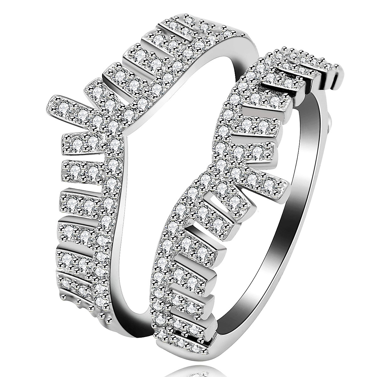 Uloveido Fashion Rings Enhancers for Women White Gold Plated Cubic Zirconia Ring Enhancer for Wedding Engagement Rings Size 6 Y500B