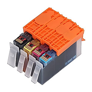 Hilitand Ink Cartridge Large Capacity Inkjet Cartridge Clear Fadeless Print Printer Cartridge for School, Office, Trading Firms (BK C M Y 4 Colors)